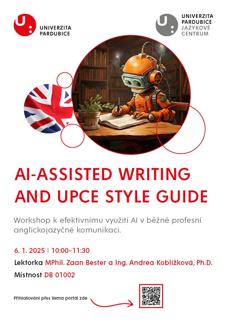 seminář "AI-assisted writing and UPCE style guide" | Univerzita Pardubice